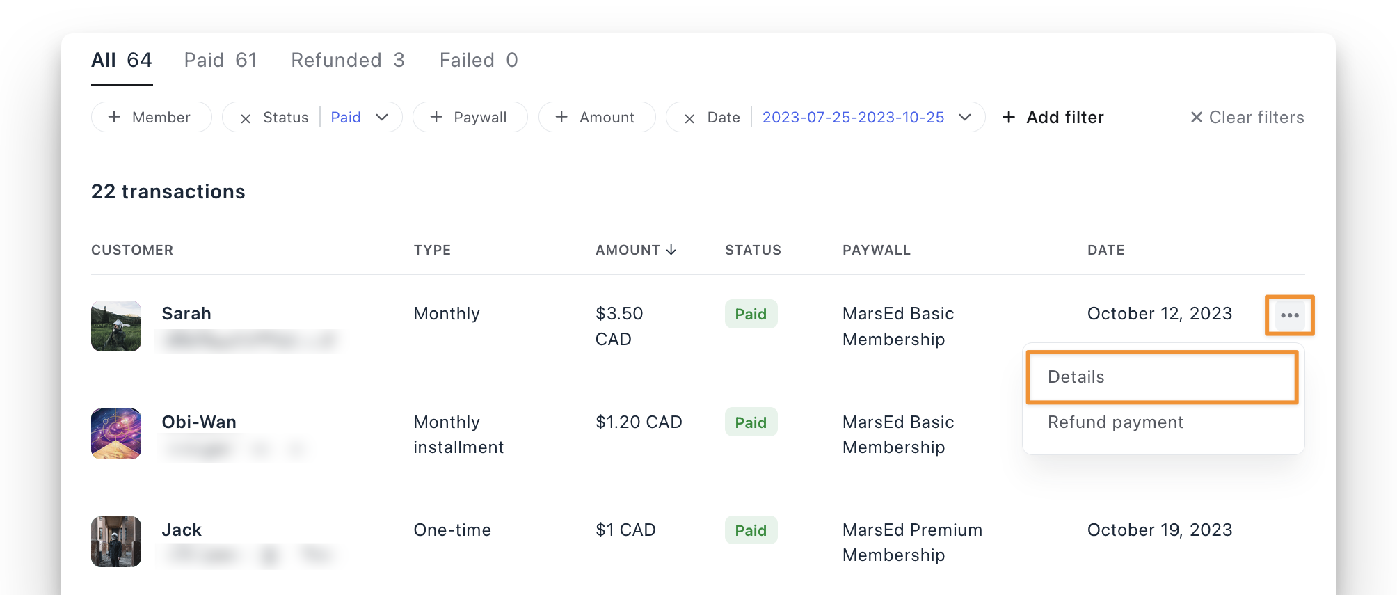 View all member transactions | Circle Knowledge Base