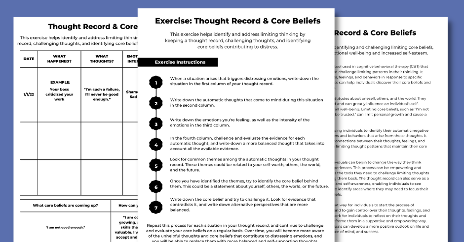 Cbt Thought Record Worksheet 17 Cognitive Behavioral Thought