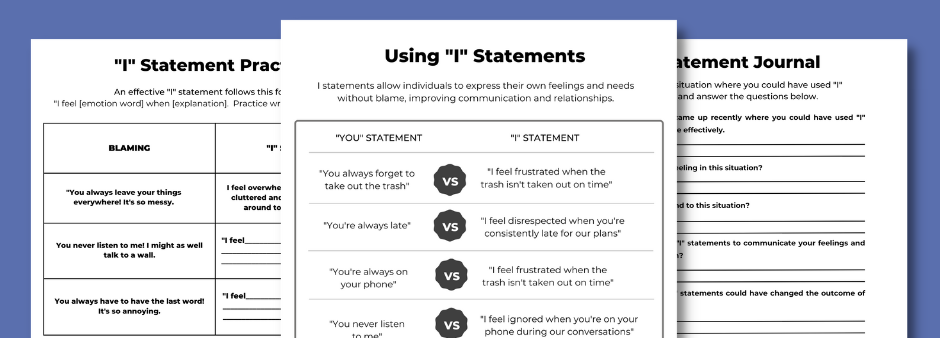 "I" Statements Worksheet | Mentally Fit Pro