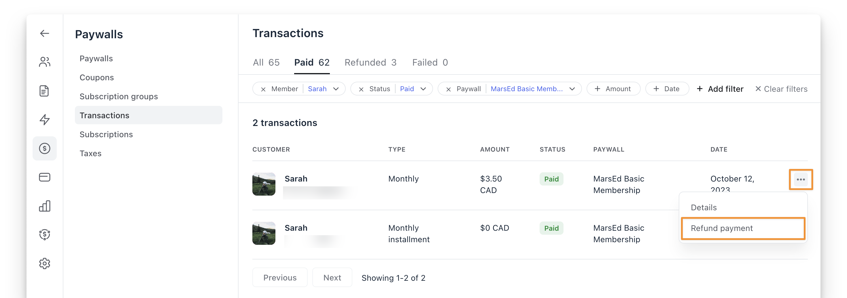 Refund member payments | Circle Knowledge Base