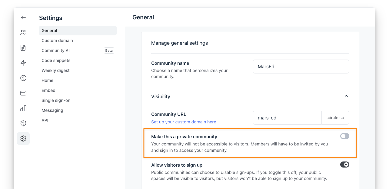 Set up a public community | Circle Knowledge Base