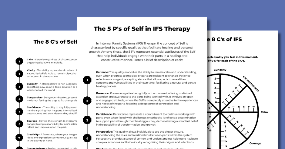 Introduction to Self in IFS: 8 C's and 5 P's Handout with Worksheets ...
