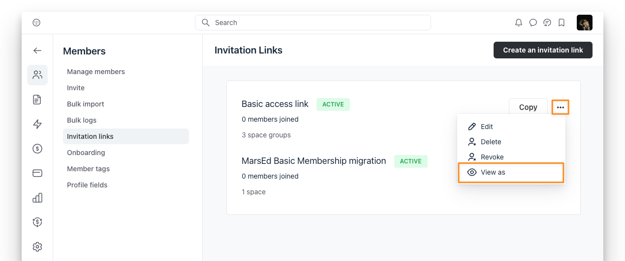 Preview your community’s invitation link access | Circle Knowledge Base